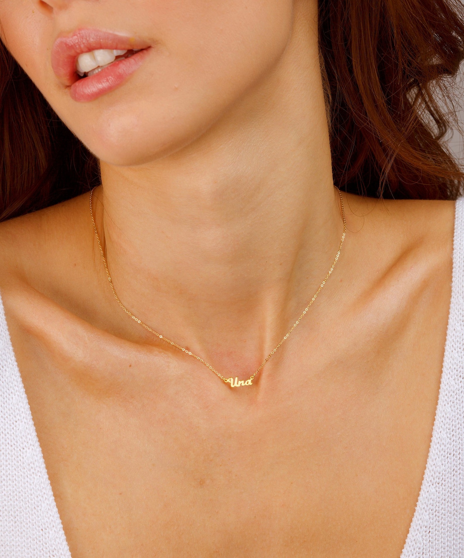 Tiny Gold Name Necklace Name Necklace Personalized Tiny - Etsy