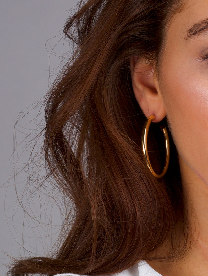 Bold Large Hoops Chunky Big Hoops Thick Big Hoops 14k Gold | Etsy