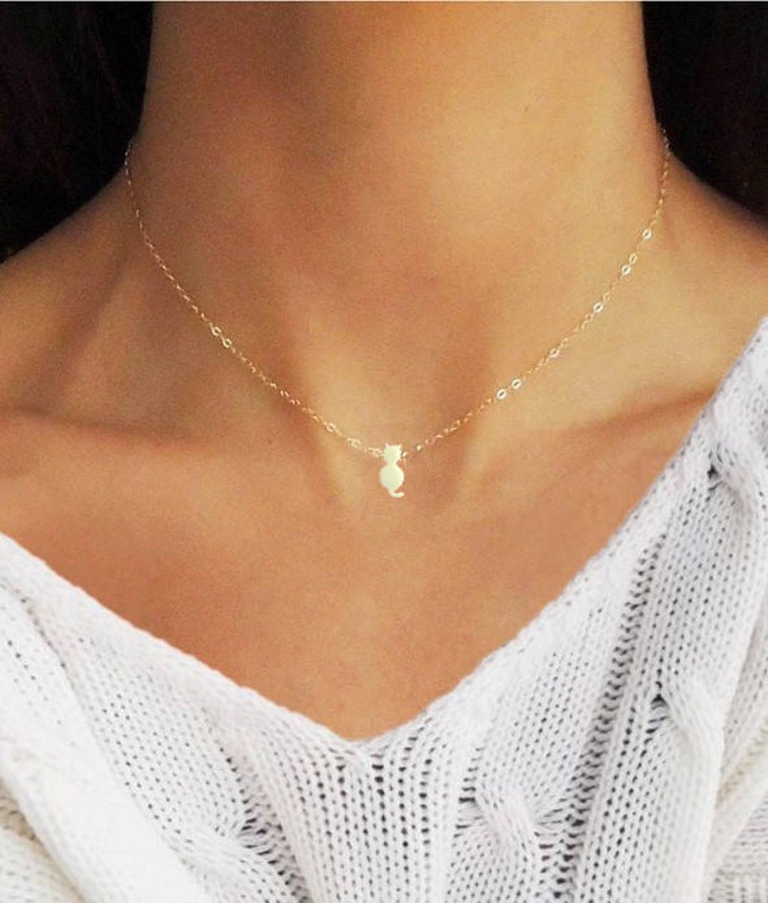 Cat Necklace, Cat Jewelry, Initial Cat Necklace, Personalized Cat ...