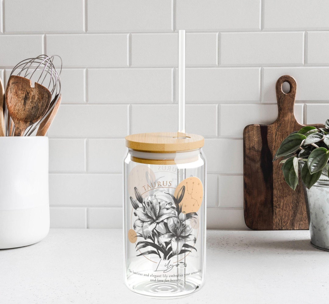 Taurus Glass Cup, Taurus Glass Coffee Cup, Zodiac Sign Glass Cup ...