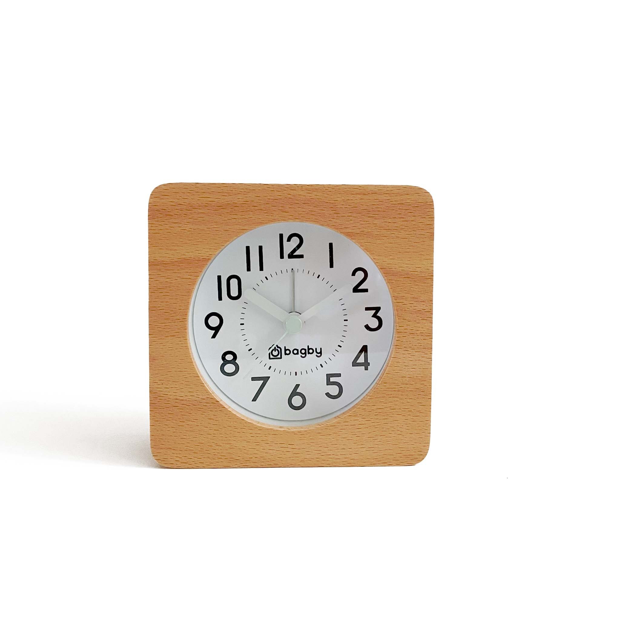 Farmhouse Design Analog Alarm Clock, Silent Alarm Clock, Real Wood ...