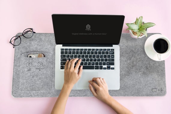 Desk Pad With Phone Pocket Gray Desk Mat Desktop Pad | Etsy