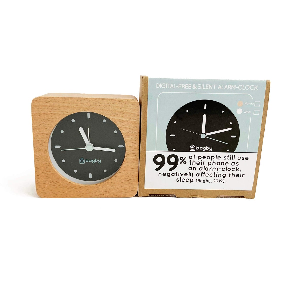 Wooden Quiet Analog Silent Alarm Clock Natural Wood - Etsy