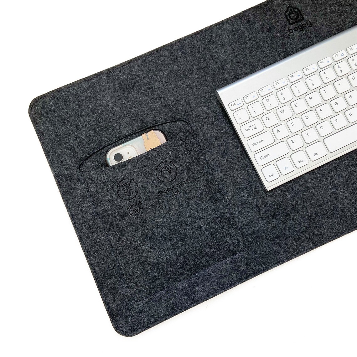 Desk Pad With Phone Pocket Charcoal Desk Mat Desktop Pad | Etsy