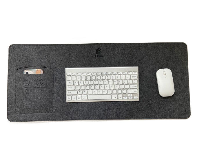 Desk Pad With Phone Pocket Charcoal, Desk Mat, Desktop Pad, Increase ...