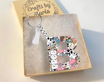 Bluey Inspired Letter Keychain, Monogram Keychain, Bluey Keychains ...