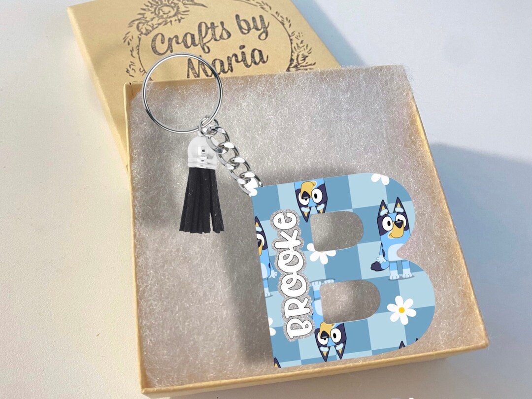 Bluey Inspired Letter Keychain, Monogram Keychain, Bluey Keychains ...