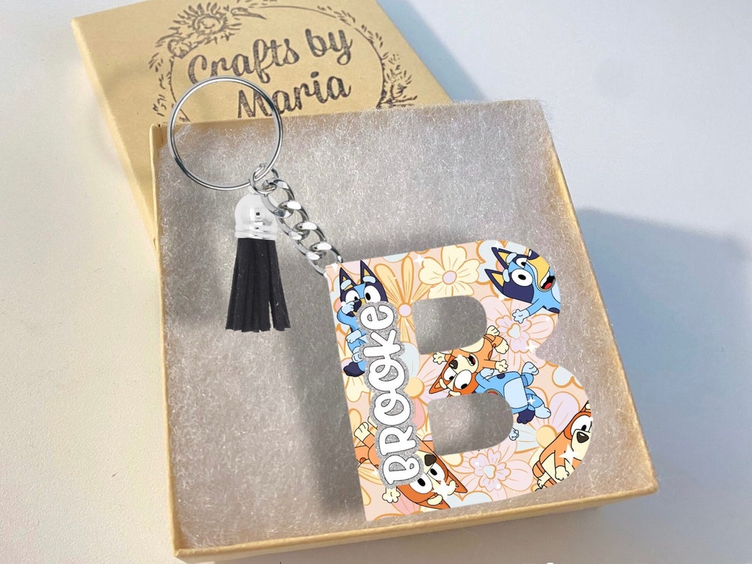 Bluey Inspired Letter Keychain, Monogram Keychain, Bluey Keychains ...