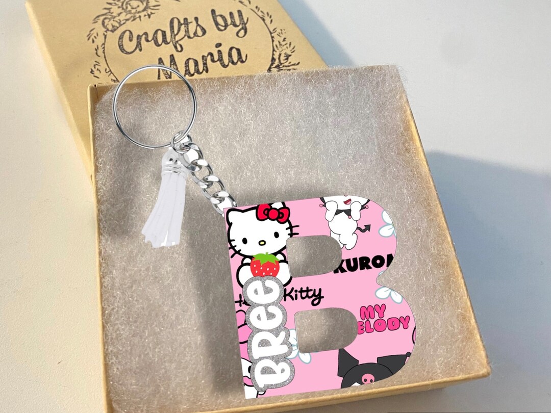 Hello Kitty Inspired Letter Keychain, Monogram Keychain, Hello Kitty ...