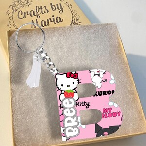 Hello Kitty Inspired Letter Keychain, Monogram Keychain, Hello Kitty ...