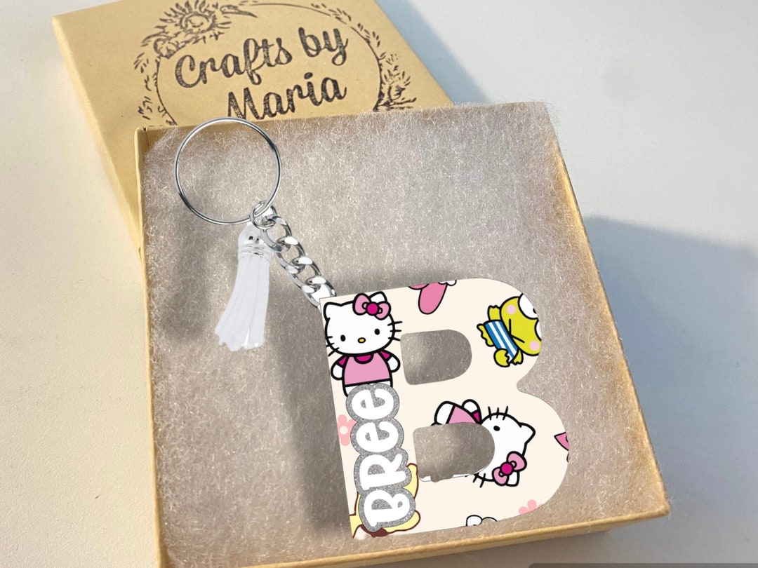 Hello Kitty Inspired Letter Keychain, Monogram Keychain, Hello Kitty ...