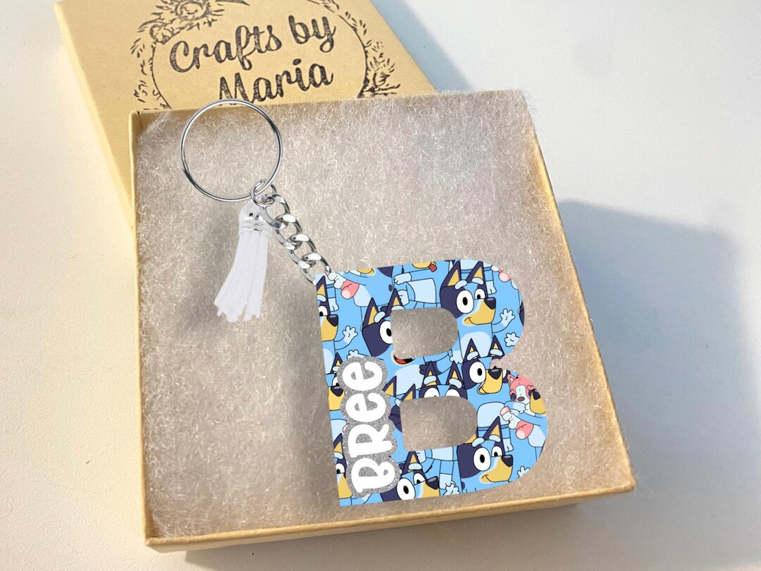 Bluey Inspired Letter Keychain Monogram Keychain Bluey - Etsy