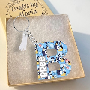 Bluey Inspired Letter Keychain Monogram Keychain Bluey - Etsy