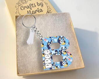 Bluey Inspired Letter Keychain, Monogram Keychain, Bluey Keychains ...