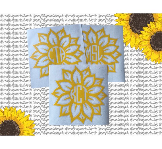 Monogrammed Sunflower Decal / Sticker | Etsy