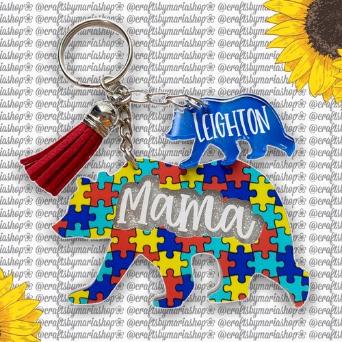 Autism Mom Keychain Autism Mom Key Chain Autism Mom Keyring | Etsy