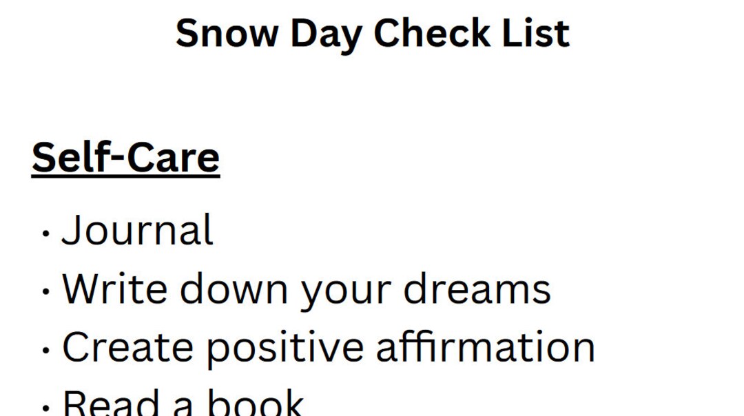 Snow Day Checklist - Etsy