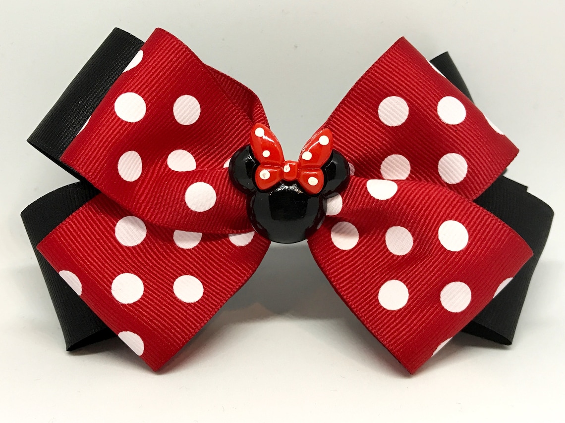 Minnie Mouse Bow, Minnie Mouse Hairbow, Minnie Mouse Center, Polka Dot ...