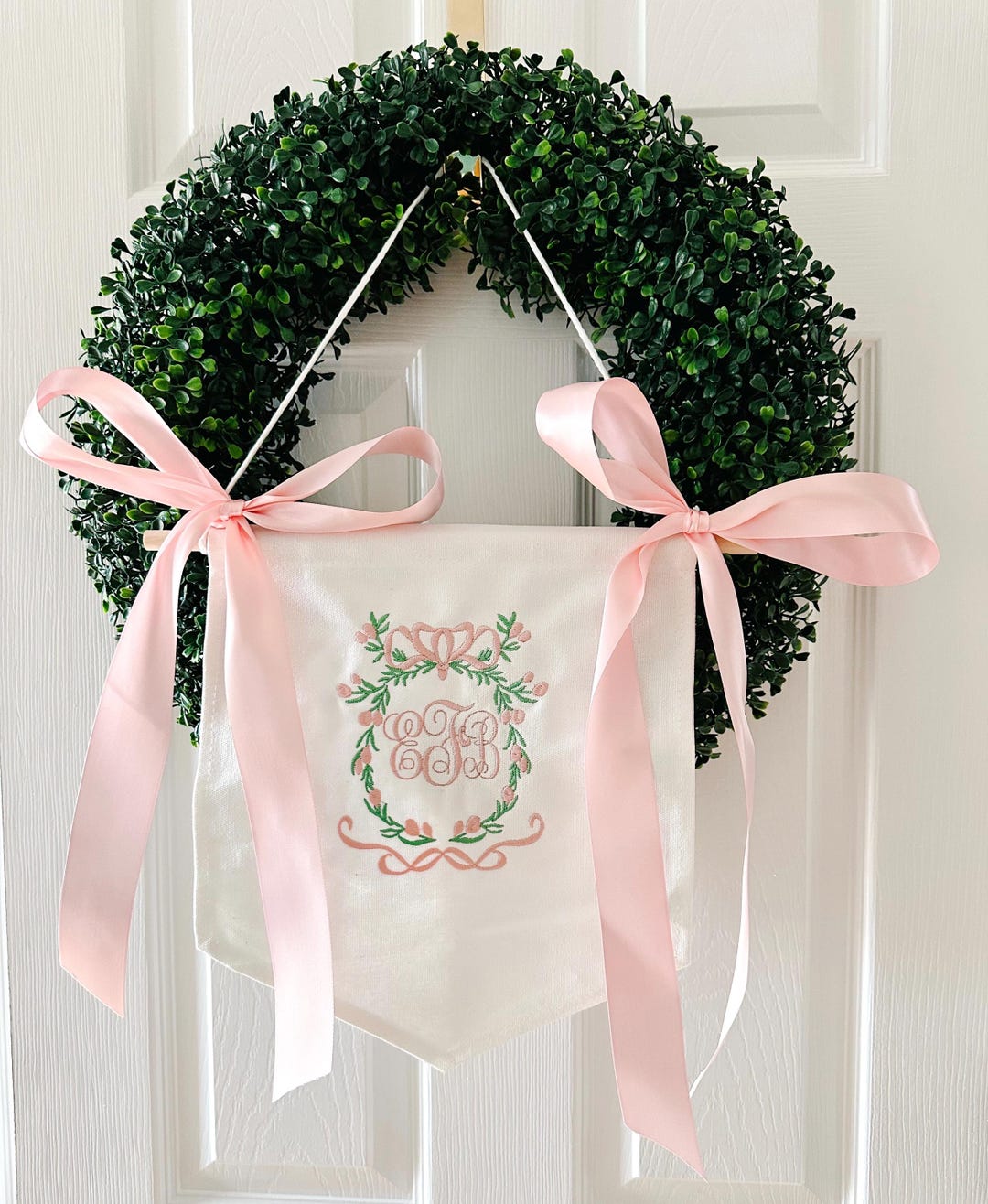Custom Embroidered Baby Girl Monogrammed Banner, Monogrammed Door ...