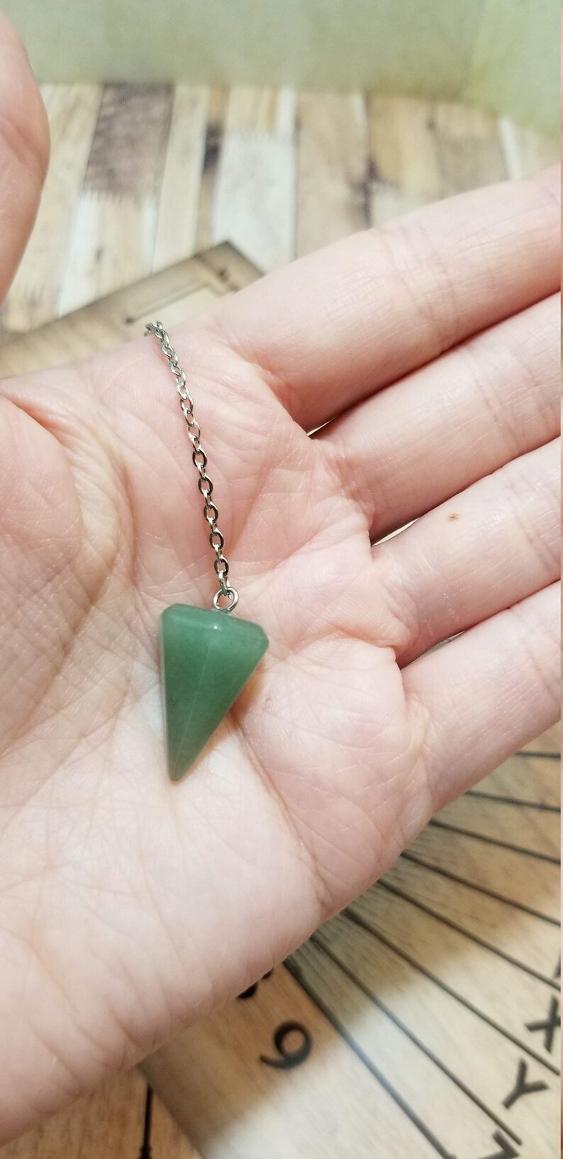 Green Aventurine Pendulum With Stand and Two Dowsing Cards - Etsy