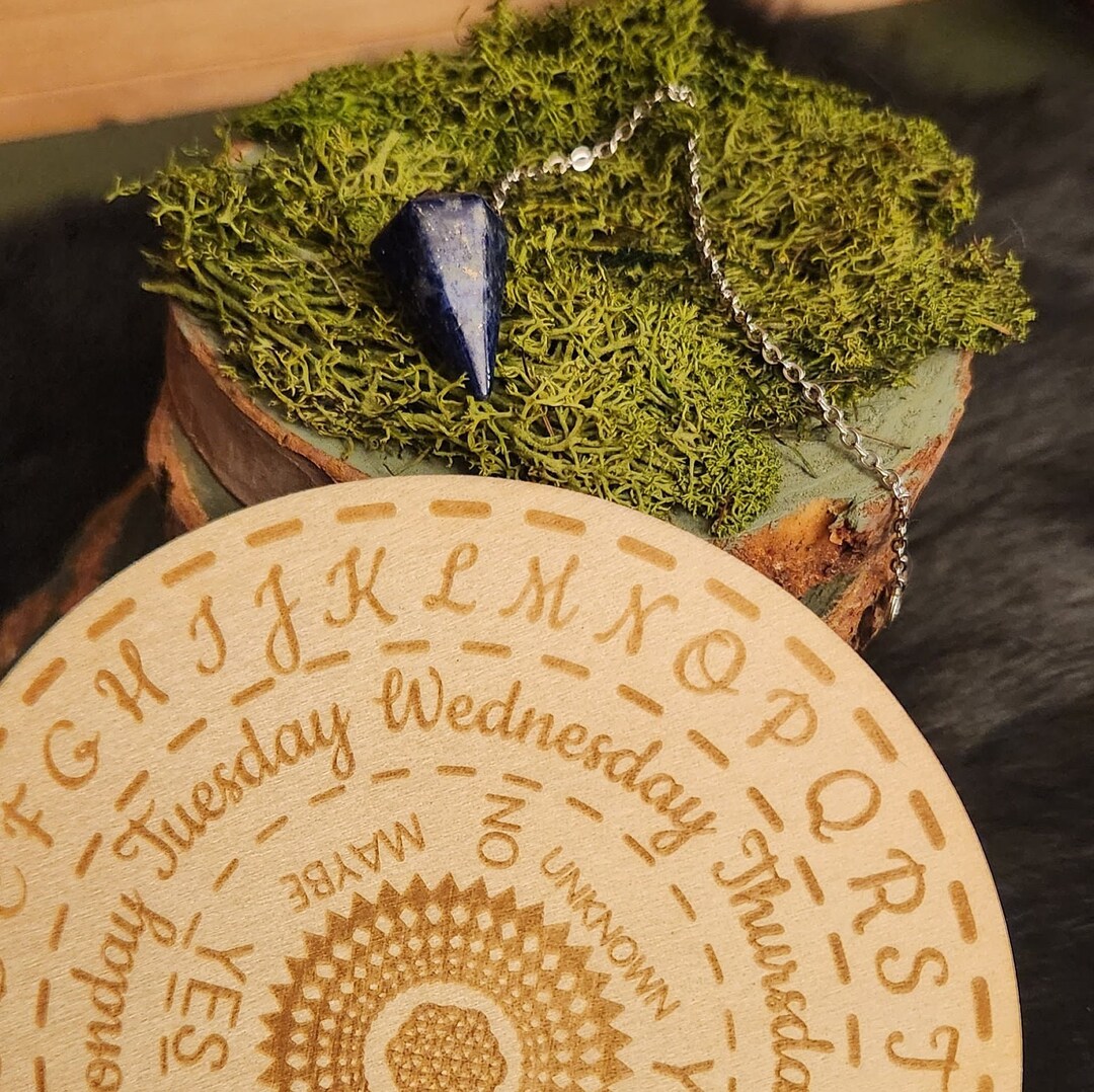 Lapis Lazuli Pendulum With Wood Alphabet Dowsing Board Crystal Dowsing ...