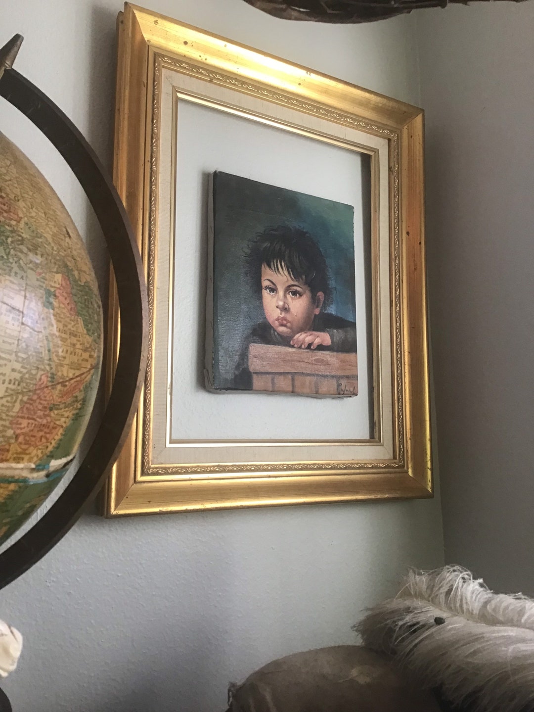 Original Oil Painting of Crying Boy / Child Vintage Art - Etsy