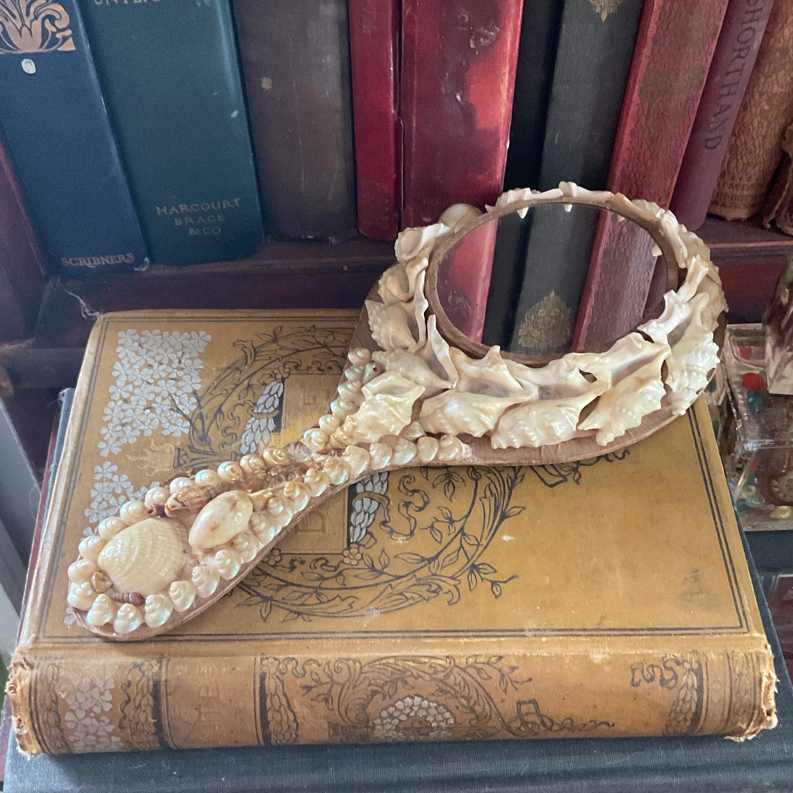 SOLD// Victorian Hand Mirror Shell Wall Decor - Etsy