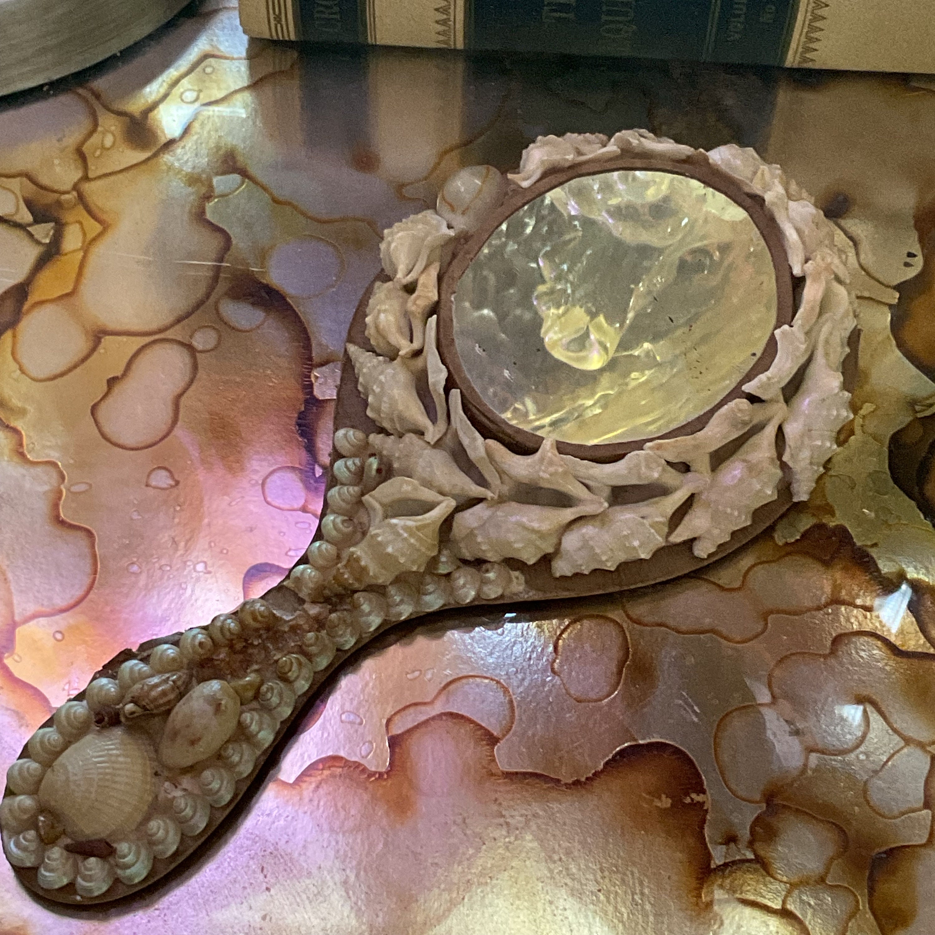 SOLD// Victorian Hand Mirror Shell Wall Decor - Etsy