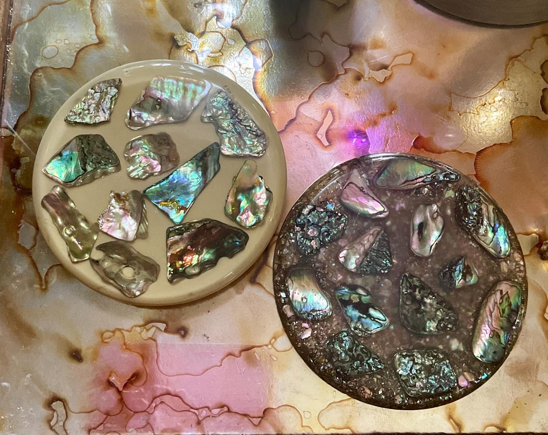 Abalone and Resin Vintage Trivet Trays - Etsy