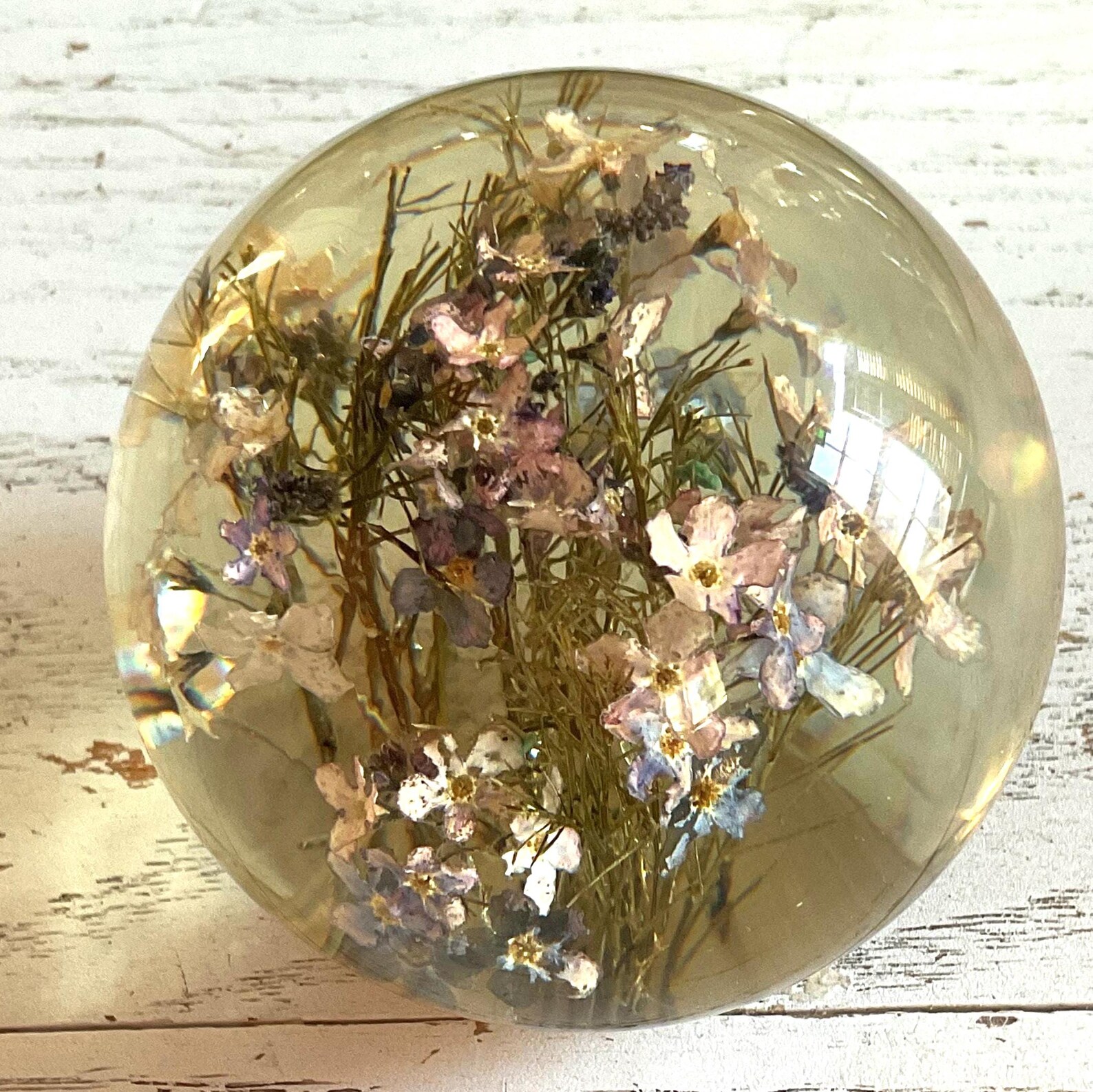 Floral Acrylic Sphere Vintage Paper Weight - Etsy