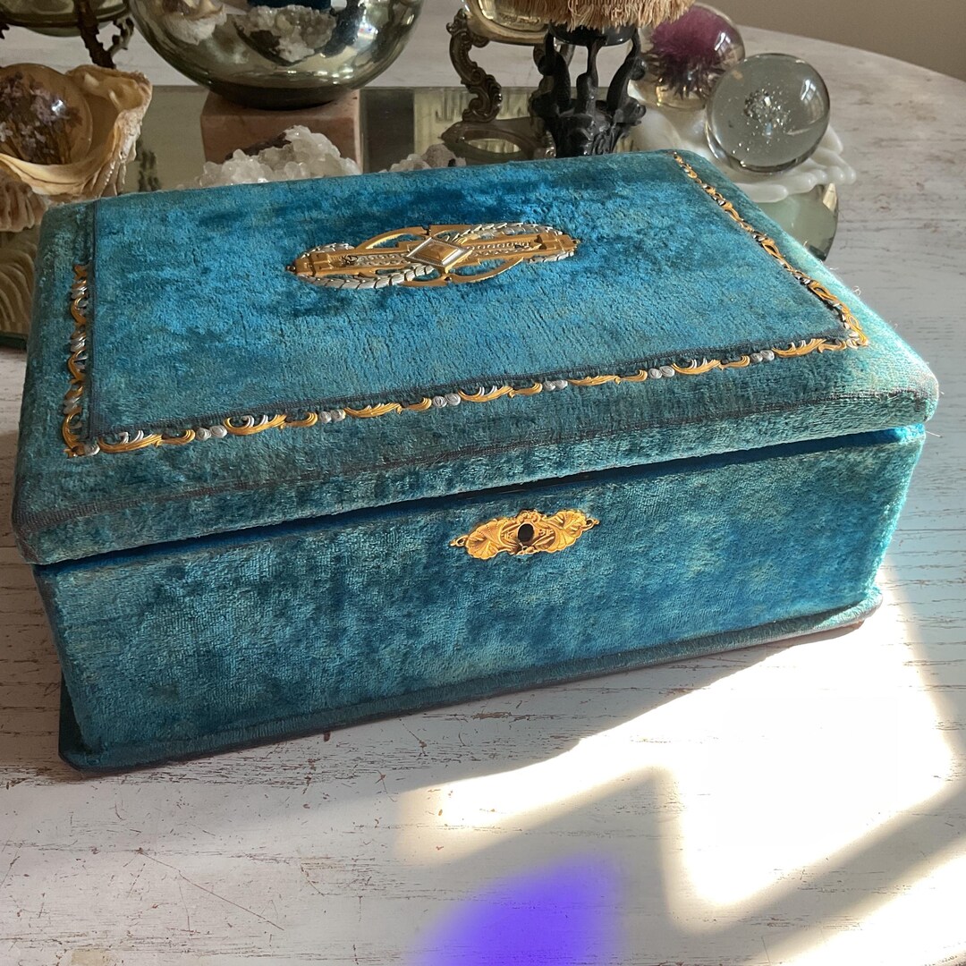 Antique Velvet Sewing Box - Etsy