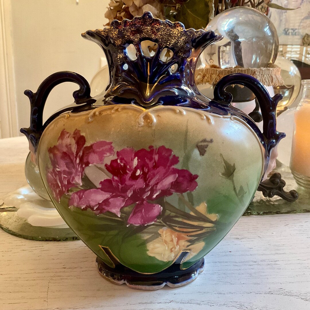 Art Nouveau Porcelain Vase With Face Handles - Etsy