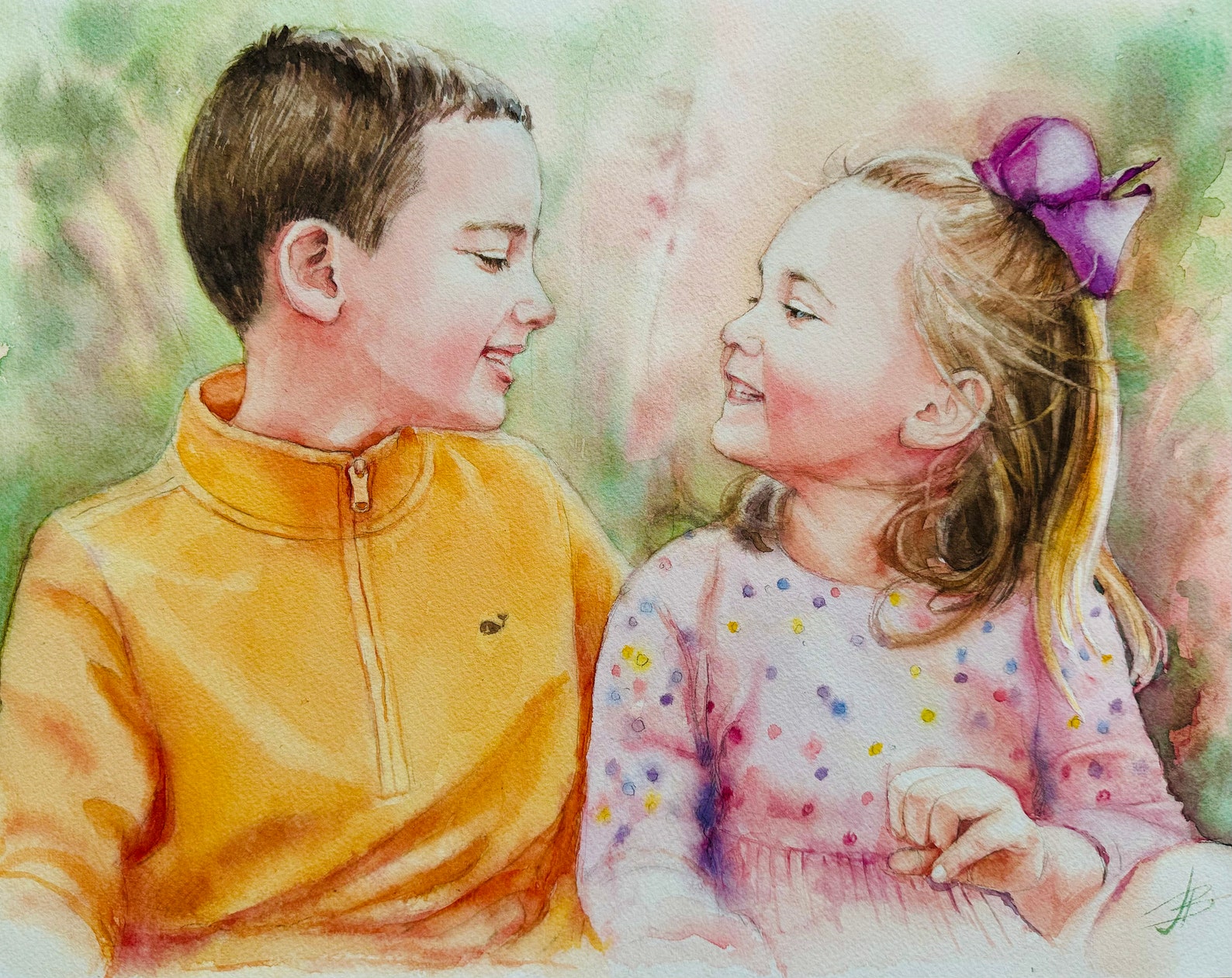 Commission 100% Handmade Child Portrait Ready Within 5 Days Family Hand ...