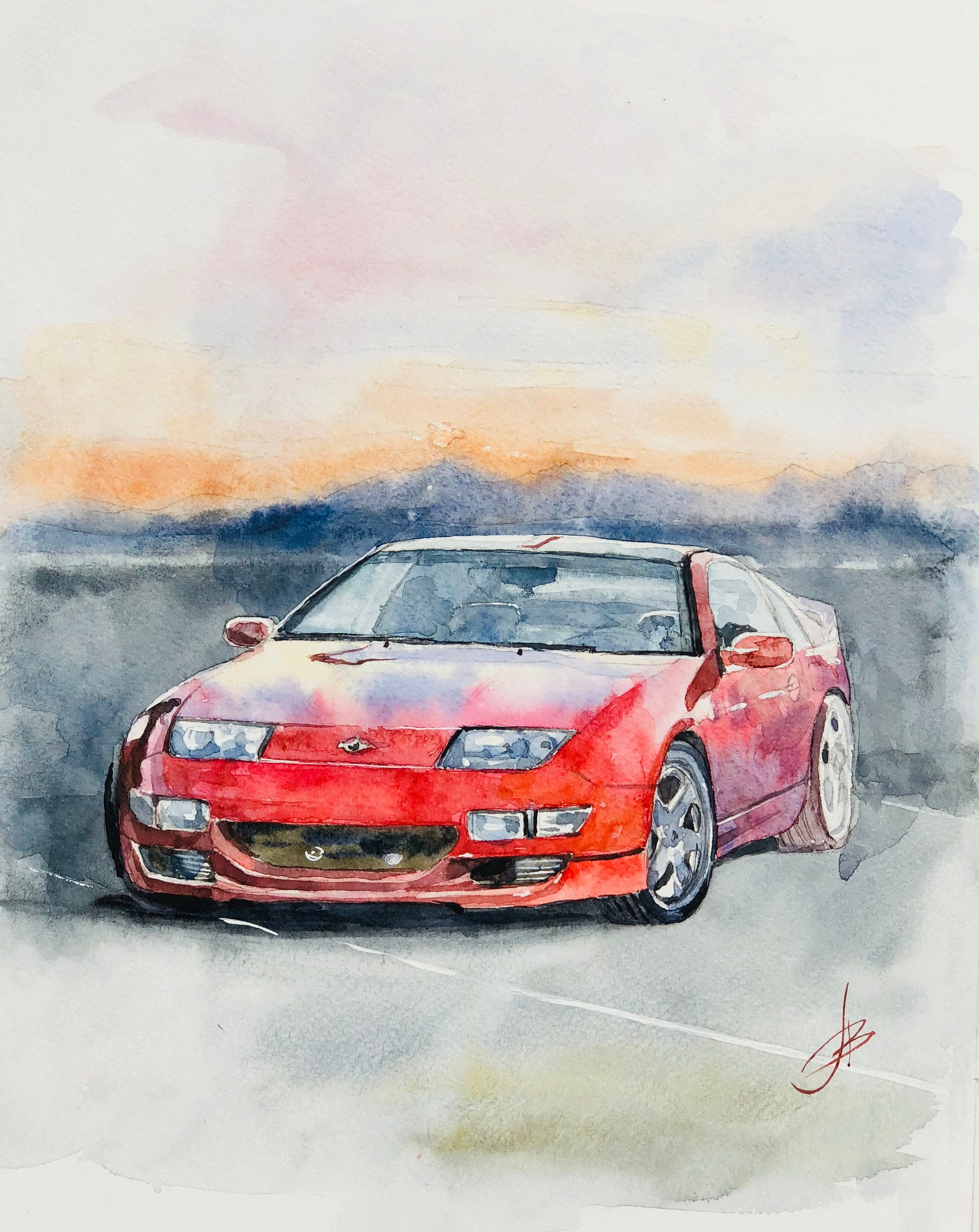 Custom Car Portrait Watercolor Ferrari Watercolor Chevrolet - Etsy