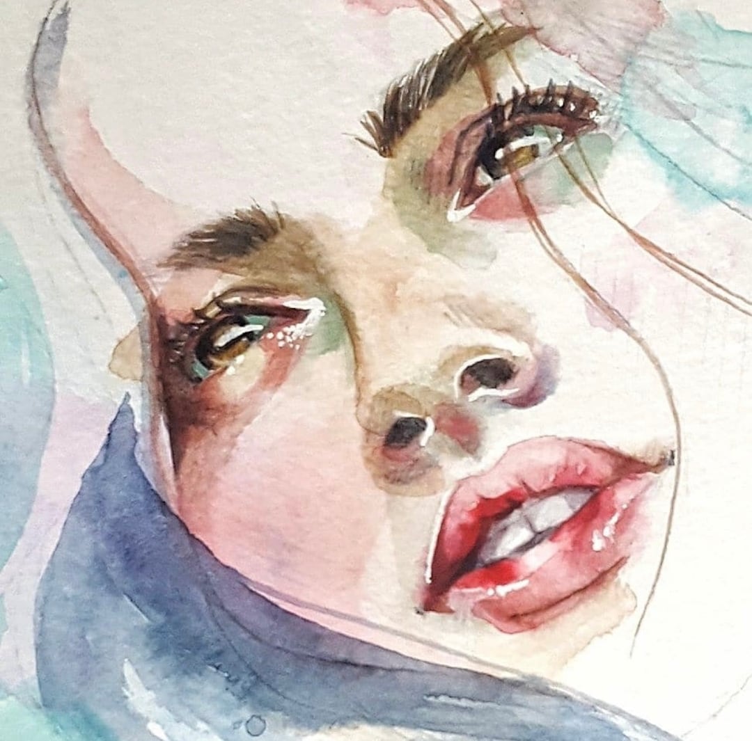 100% Hand Painted Portrait, Custom Watercolor Portrait, Custom Portrait ...