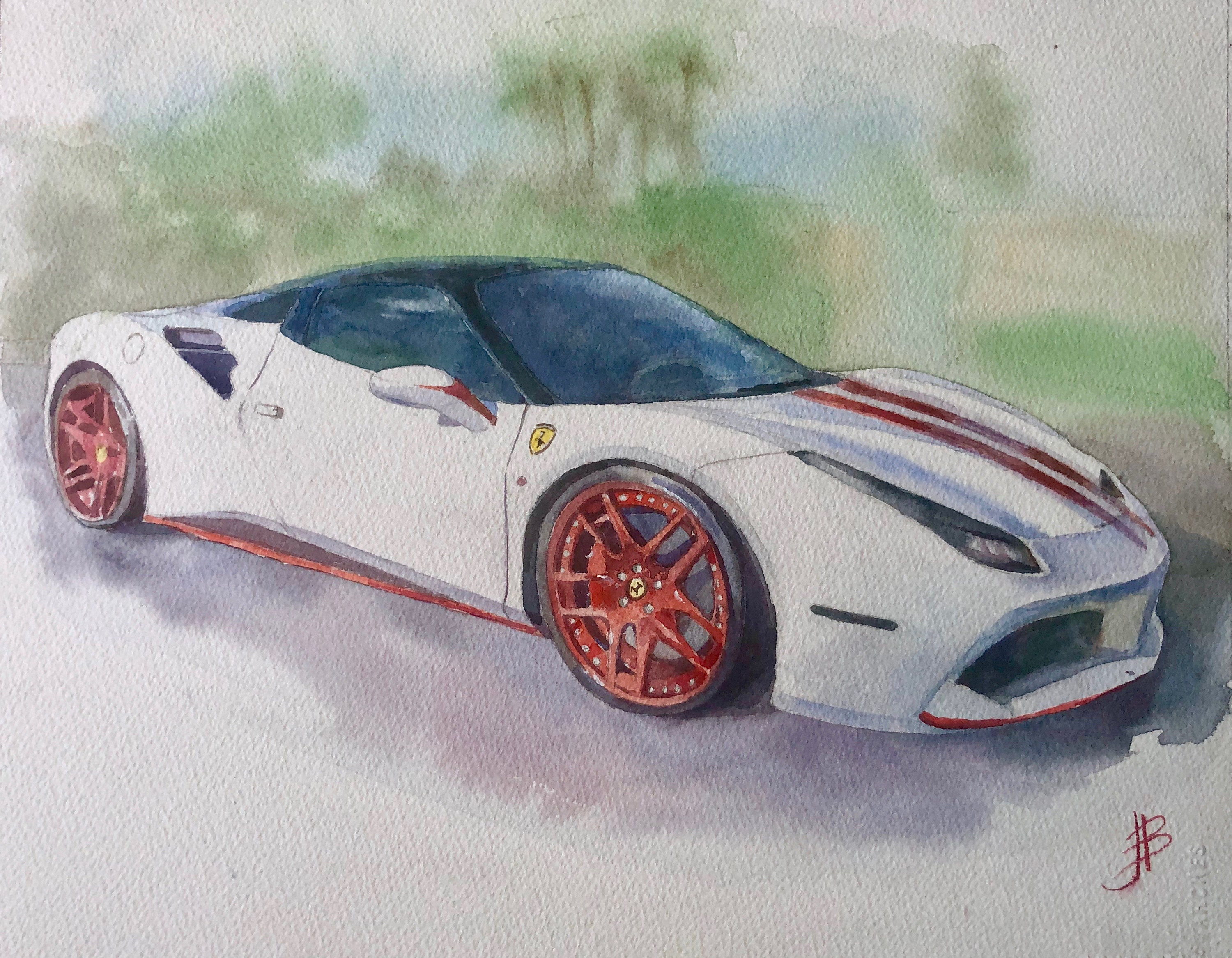 Custom Car Portrait Watercolor Ferrari Watercolor Chevrolet - Etsy