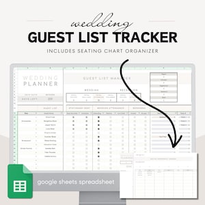 Wedding Guest List Template, Wedding Guest List Tracker, Google Sheets ...