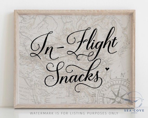 Inflight Snacks Sign Travel Theme Bridal Shower Bridal - Etsy