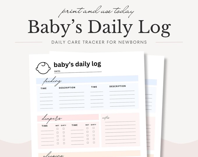 Newborn Baby Daily Log: Printable Infant Tracker (PDF) - Etsy