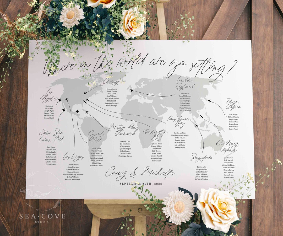 Seating Chart for Travel Theme Wedding Seating Chart Adventure Wedding ...