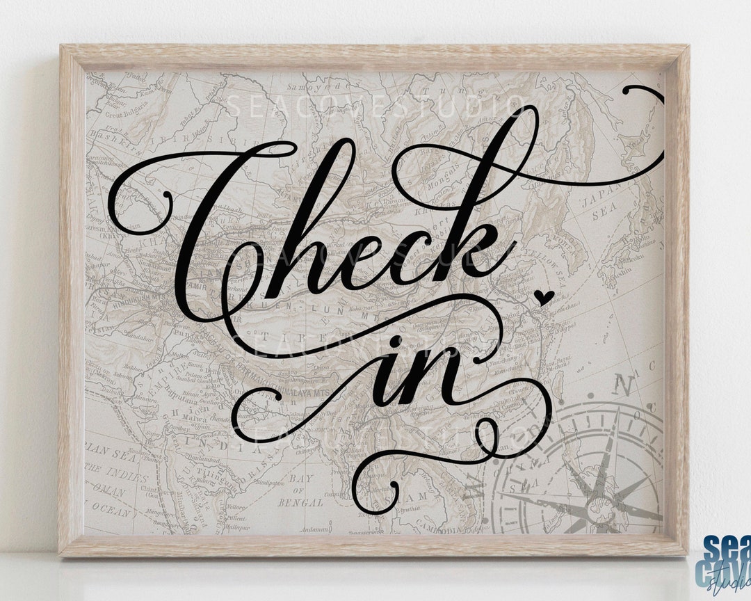 Travel Theme Party Sign: Check in Printable (digital Download) - Etsy