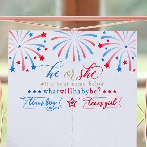 Fourth of July Gender Reveal Party Boy or Girl Sign Gender - Etsy