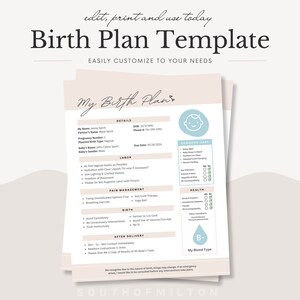 Birth Plan Template, Baby Boy Birth Plan, Editable Birth Plan, Natural ...