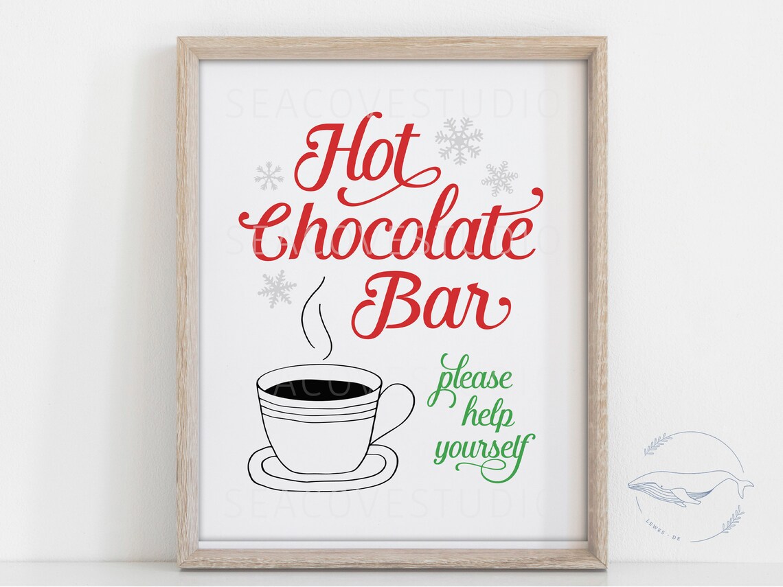 Letrero de barra de chocolate caliente barra de cacao | Etsy