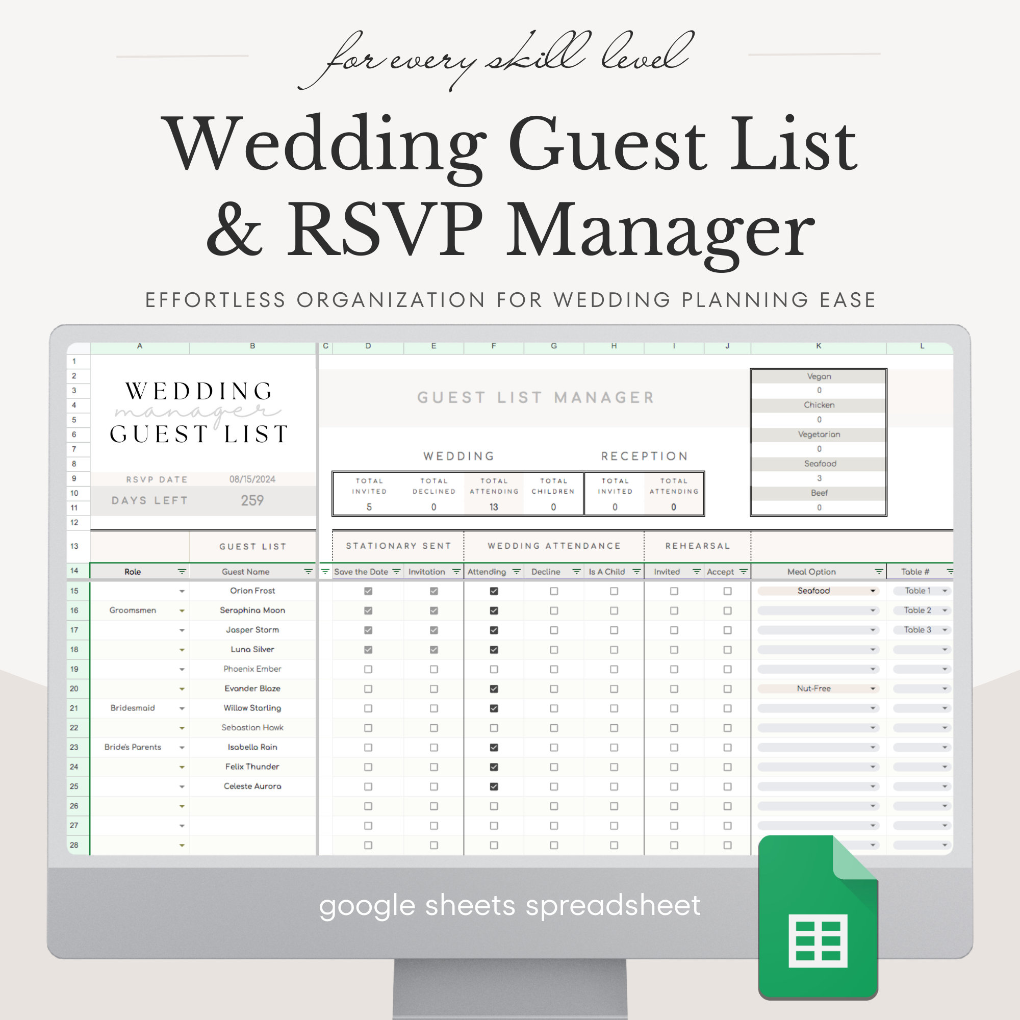 Guest List Template Excel