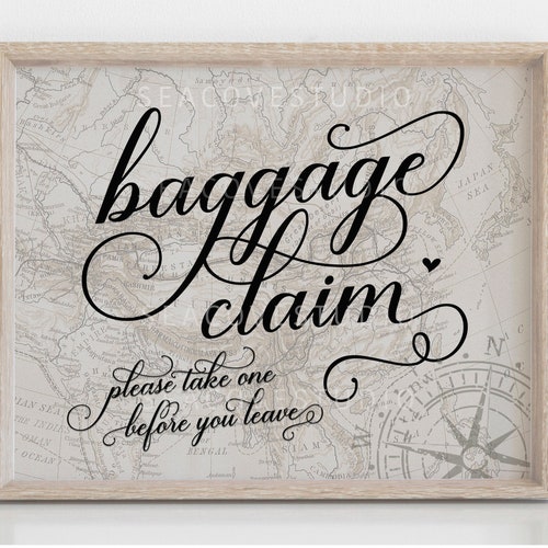 Baggage Claim Favors Sign // Travel Baby Shower Luggage - Etsy