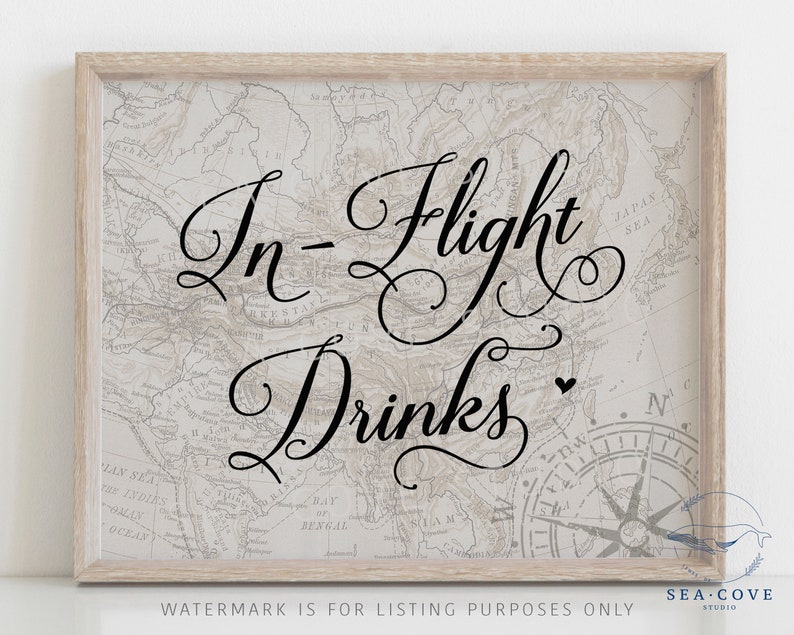 Inflight Drinks Sign Travel Theme Bridal Shower Bridal - Etsy