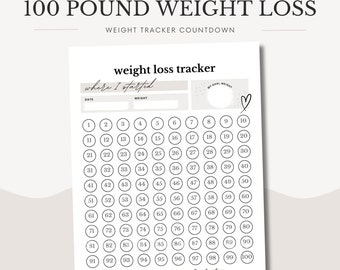 100lbs Weight Loss Tracker - Printable - Etsy