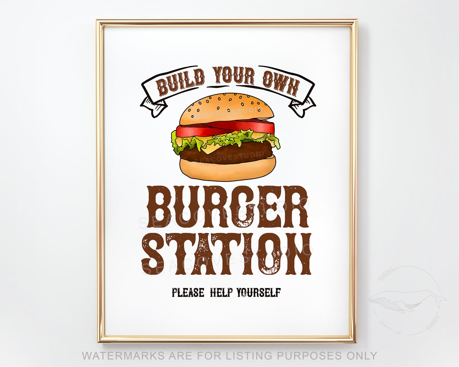 Burger Station Sign Burger Bar Build Your Own Burger BBQ | Etsy