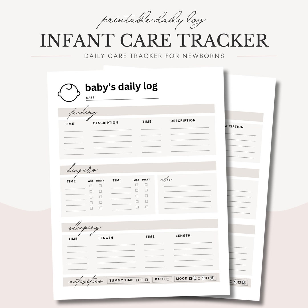 Printable Infant Care Tracker Newborn Activity Baby Feed Tracker ...